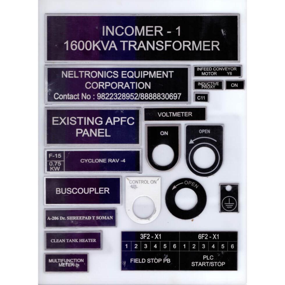 INDUSTRIAL NAMEPLATES AND PANELS GALLERY | Panse Lasers